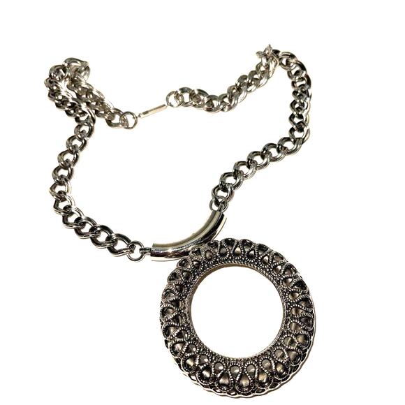 Unbranded | Jewelry | Vintage Silver Tone Metal Round Filigree Chain ...
